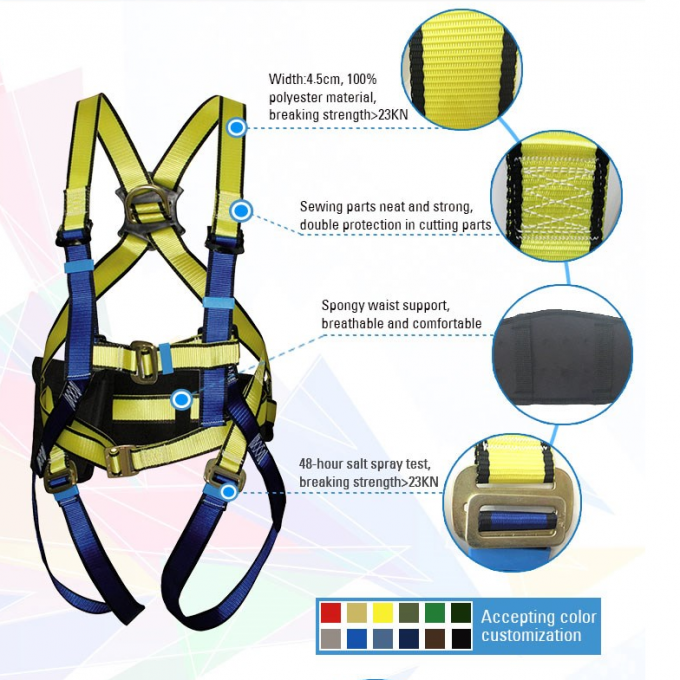 Construction Safety Belt Full Body Safety Harness With 100% Polyester